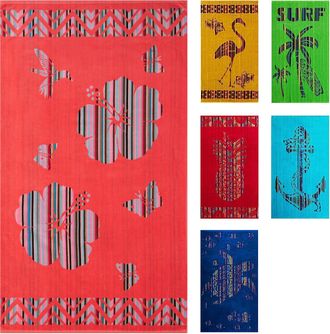 jilda-tex Strandtuch 90x165 cm Badetuch Strandlaken Badelaken Strandhandtuch 100% Baumwolle XXL (Coral Flowers)