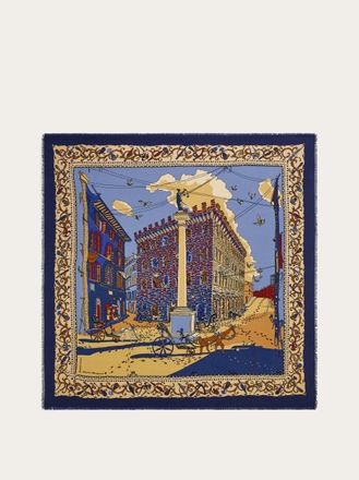 Ferragamo Damen Schultertuch Palazzo Spini-Feroni Blau