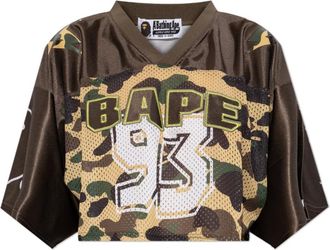 A Bathing Ape A Bathing Ape, Femme, Tops, Brun, Taille: ONE Size 1st Camo Cropped Football Tee