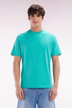 Eden Park T-shirt En Coton Pima Vert Broderie Dos Coupe Droite