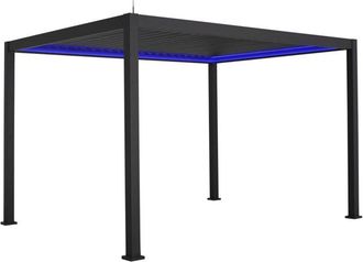 Sweeek Pergola Bioclimatique &eacute;lectrique 3x4m. aluminium. &agrave; lames orientables avec &eacute;clairage LED