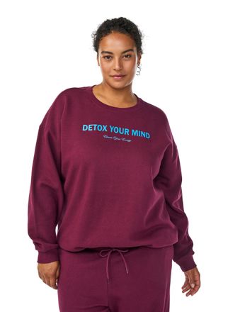 Zizzi Damen Plus Size Sweatshirt Print Baumwolle Größe 42-60 Gr L Mauve Wine