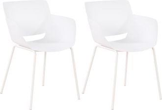 Clp 2er Set Gartenstuhl Alpena I wetterfest und UV-beständig I Metallgestell I Sessel für draußen I Esszimmerstuhl, Farbe:weiß