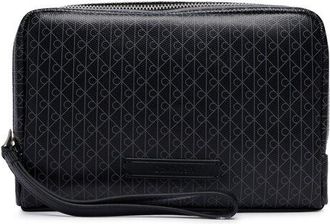 Calvin Klein Kosmetiktasche Emblem Aop Coated Pouch W/ Handl LV04D1240G Schwarz