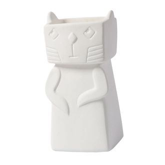 Pretyzoom Keramikvase Katzenmotiv Wei&szlig; Kleine Vase Rund Stabile Unterseite Wohnraum Dekoration