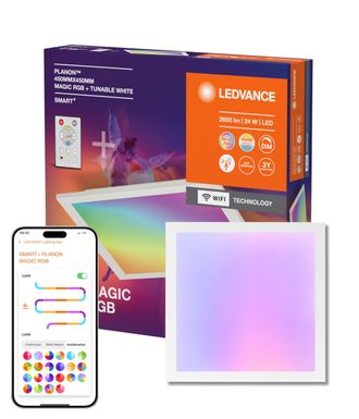 Ledvance SMART + WIFI PLANON MAGIC LED Panelleuchte, wei&szlig;, 24W, 2400lm, Wei&szlig;lichtfunktion, dimmbar, dynamischer Magic-RGB Lichteffekt, lange Lebensdauer, App-s