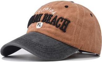 Generic Casquette de baseball vintage Miami Beach Floride Mode Hommes Femmes Sports Outdoor Casual Hat, marron, taille unique-M