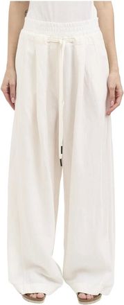 Andrea Ya'aqov Femme, Pantalons, Blanc, Taille: 36 FR Pantalon Large en Viscose et Lin