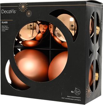 Kaemingk Weihnachtskugeln Glas 10cm 4 Stück - matt & glänzend - Große Christbaumkugeln Weihnachtsbaumkugeln für Weihnachten - Christbaumschmuck & Weihnachtsbau