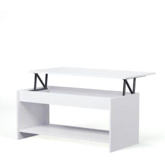 Les Tendances Table basse relevable - Style contemporain blanc mat - L 100 x P50 x H44cm - HAPPY
