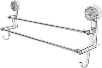 SOLUSTRE Doppelter Handtuchhalter mit Saugnapf 588cm Langer Wandhandtuchhalter aus Bruchfestem Kunststoff Vielseitiger Handtuch und Schuhablagehalter f&uuml;r Bad u