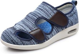 Generic Hommes Femmes Été Diabétique Chaussures Évider Personnes Âgées Pantoufles Chaussures Orthopédiques Réglables,Bleu,48 EU