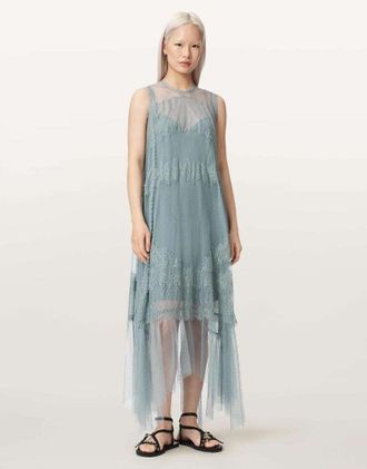 AllSaints Clara - Kleid in Staubblau