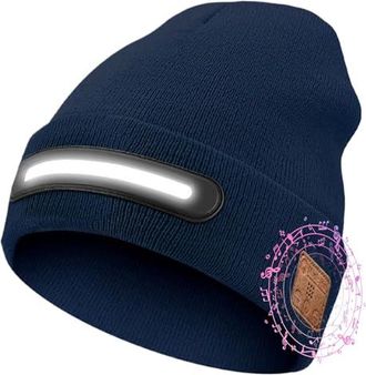 Generic Bonnet sans fil | Bonnet LED rechargeable de 24 cm avec 3 r&eacute;glages de lumi&egrave;re | Chapeau de musique intelligent tricot&eacute; en acrylique avec chargement US