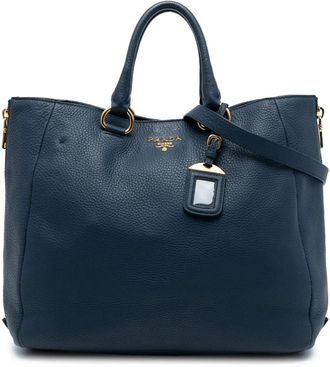 Prada Hobo Bags - Vitello Daino Side Zip Convertible Tote - Gr. unisize - in Blau - f&uuml;r Damen