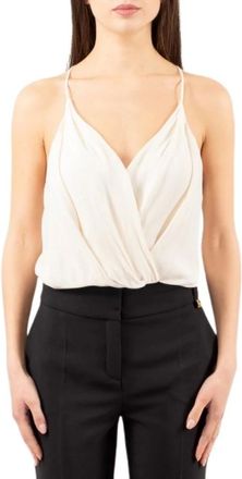 Elisabetta Franchi Femme, Blouses et Chemises, Beige, Taille: 38 FR Body en Georgette Viscose
