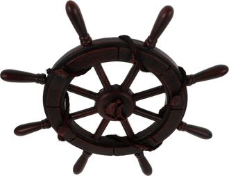 Holibanna Schwarzes Holz Schiffssteuerrad 34cm Mediterrane Nautische Wanddekoration zum Aufh&auml;ngen f&uuml;r Wohnraum Bar und B&uuml;ro