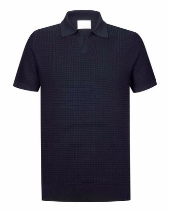 Profuomo Waffelstrick-Poloshirt mit Tencel und Seide in