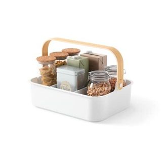 Umbra Bellwood Bo&icirc;te de rangement empilable avec s&eacute;parateurs amovibles, Blanc/naturel, Taille M 28 x 17 cm