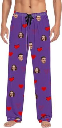 Generic Pantalon de pyjama pour couple - Pour la Saint-Valentin - Imprim&eacute; en 3D - D&eacute;contract&eacute; - Ample - 536 - Pour homme, violet, XXL