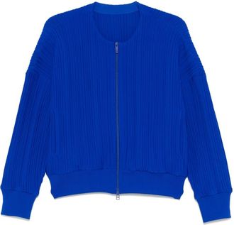Pleats Please Issey Miyake Gestrickte Jacke aus Krepp - Blau