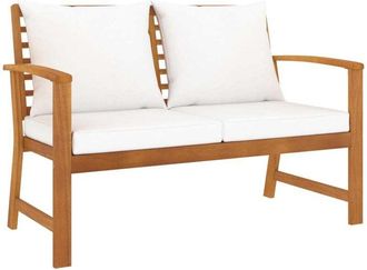 vidaXL Vidaxl - Banc de jardin avec coussin cr&egrave;me 120 cm Bois solide dacacia
