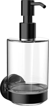 Emco Round Flüssigseifenspender zur Wandmontage I Seifenspender zum Kleben oder Schrauben I Wandseifenspender & Pumpspender für Badezimmer in schwarz