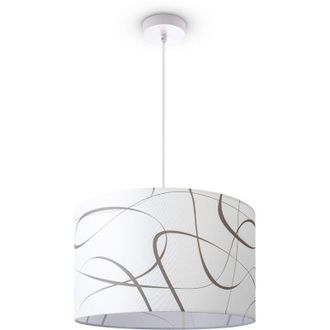 Paco Home Paco Home - Plafonnier Salon Table &agrave; Manger Abat-jour Tissu Moderne Abstrait Lampe &agrave; suspension - Blanc, Design 3 (&Oslash;45,5 cm)