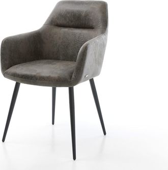 DELIFE Esszimmerstuhl Pejo-Flex Mikrofaser Grau Antik 4-Fuß konisch Schwarz Taschenfederkern, Esszimmerstühle