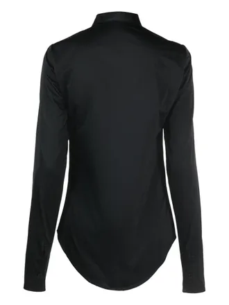 Ludovic de Saint Sernin Logo-Embellished Satin Shirt - Black