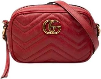 Gucci Pre-owned Sac bandouli&egrave;re en cuir matelass&eacute; GG Marmont - Femme - Pre-owned - Rouge - Taille: ONE Size