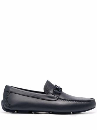 Ferragamo mocassins en cuir à logo embossé - Bleu