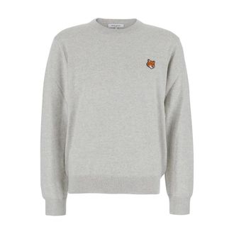 Maison Kitsun&eacute; Fox Head Merino Regular Jumper - - Knitwear - Herren - Grau - M