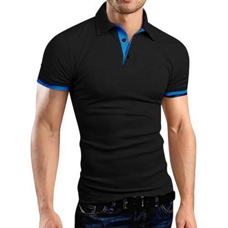 Generic Polo pour homme - Coupe ajust&eacute;e - Manches courtes - Extensible - T-shirt daffaires formel - Chemises de travail solides - T-shirt &agrave; revers boutonn&eacute; - 