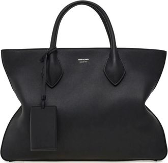 Ferragamo Homme, Sacs, Noir, Taille: ONE Size Monogram Structured Leather Tote