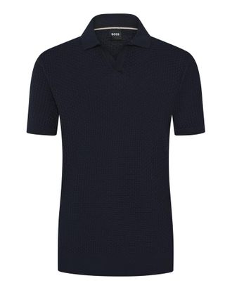 HUGO BOSS Kurzarm-Strickhemd aus Baumwolle in