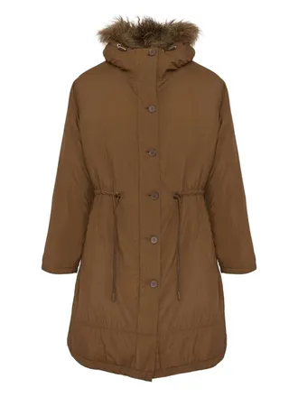 Yves Salomon parka &agrave; doublure en peau lain&eacute;e - Marron