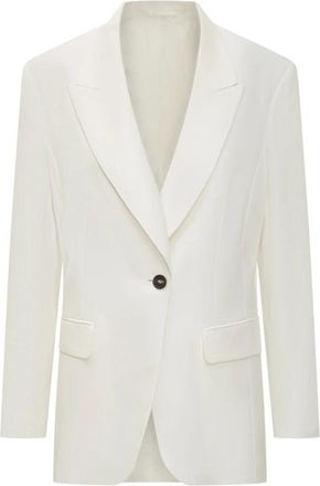 Brunello Cucinelli Femme, Vestes, Beige, Taille: 42 FR Blazer en twill avec Monili