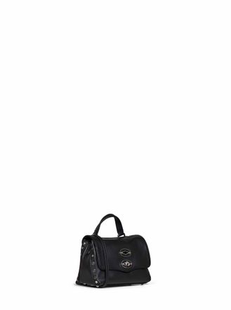 Zanellato Womens Handbag Baby Postina Black Lavagna Bovine Leather Handbags Hand Bags