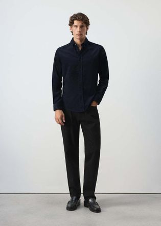 Mango Chemise velours milleraies classic-fit bleu indigo - Homme - XS - MANGO MAN