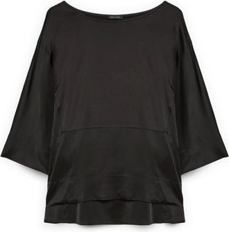 Fiorella Rubino Femme, Blouses et Chemises, Noir, Taille: 40 FR Blouse en satin &agrave; encolure bateau