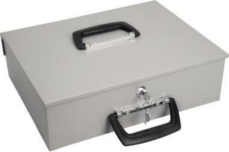 Wedo Geldkassette Universa 35,5 x 10 x 27,5 cm (b x h x t) 4 F&auml;cher f&uuml;r Banknoten 8 F&auml;cher f&uuml;r Hartgeld mit Schloss Stahl pulverbeschichtet lichtgrau