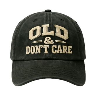 Generic Old & Dont Care Casquette de baseball r&eacute;glable classique en coton brod&eacute; vintage unisexe, Noir, 4