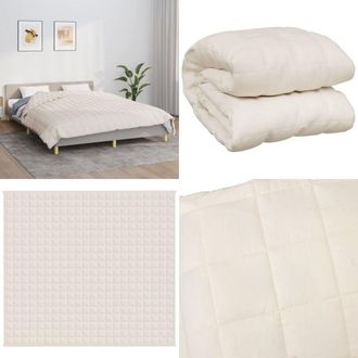 vidaXL Gewichtsdecke Hellcreme 200x220 cm 9 kg Stoff - Gewichtsdecke - Schlafdecke - Bettdecke - Daunendecke - Cremefarbene Decke - Home & Living