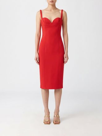 Elisabetta Franchi Robe fourreau midi en cr&ecirc;pe &agrave; d&eacute;collet&eacute; en caur
