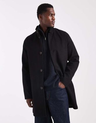 Only & Sons Mantel aus Wollmix in Schwarz mit Stehkragen