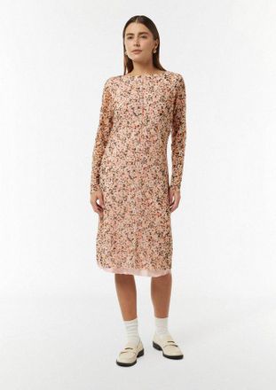 Comma Minikleid Kleid Midikleid aus Mesh mit floralem Print