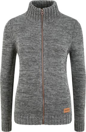 Oxmo OXPhenix Damen Strickjacke Grobstrick Cardigan Strickcardigan mit Stehkragen Reißverschluss 100% Baumwolle Regular fit, Größe:L, Farbe:Dark Grey (7928