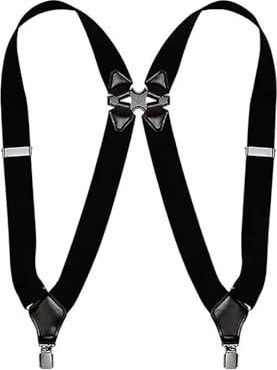 Generic Bretelles r&eacute;glables pour homme - Bretelles en X dans le dos - Clip de chemise - Ceinture &eacute;lastique - Bretelles pour femme, Noir, taille unique