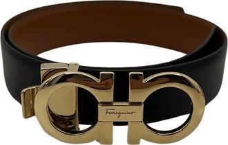 Ferragamo G&uuml;rtel - Salvatore Ferragamo reversible Gancini leather bel - Gr. ONE SIZE - in Braun - f&uuml;r Damen
